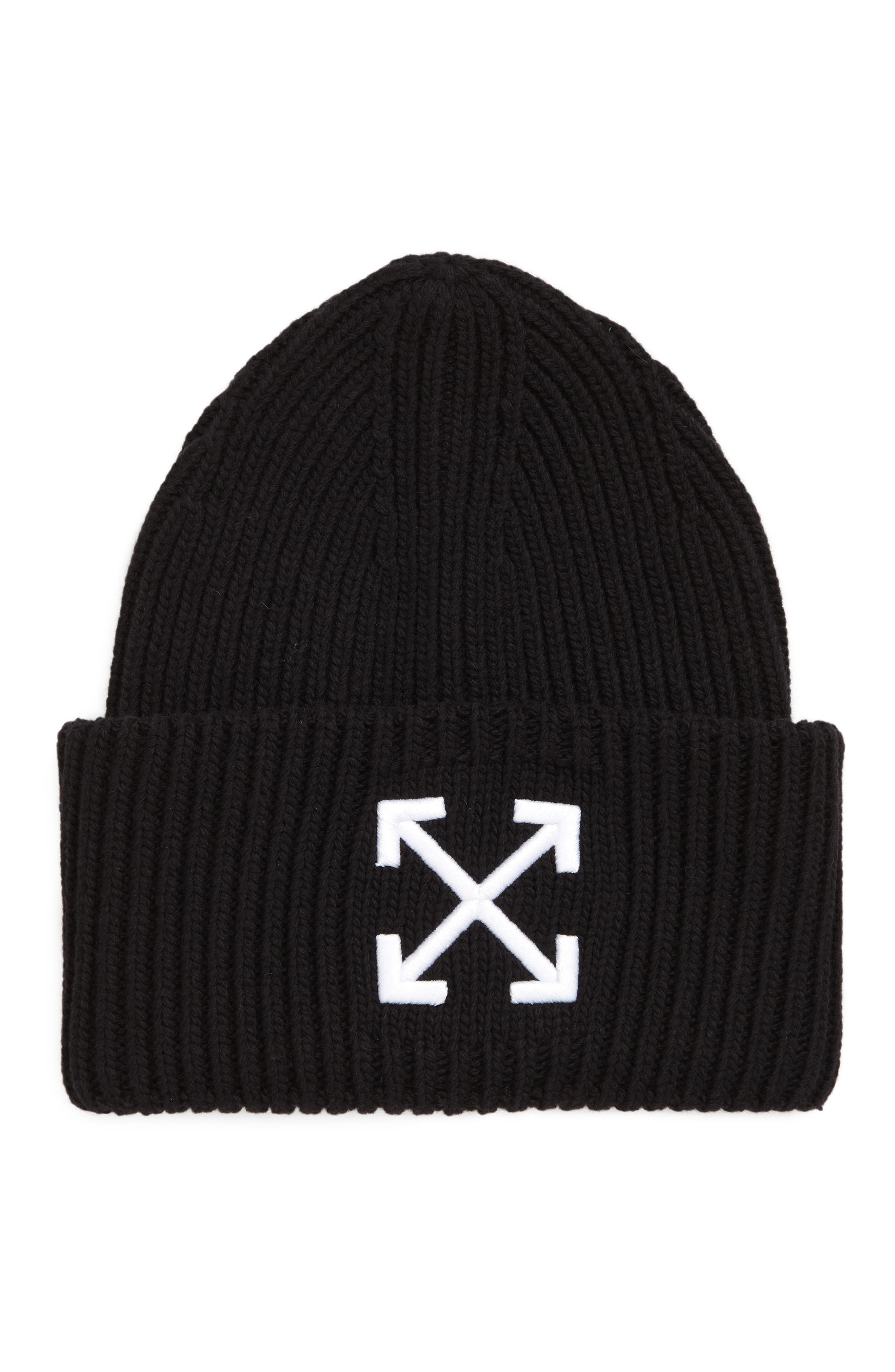 Off-White Embroidered Arrow Rib Wool Beanie | Nordstrom