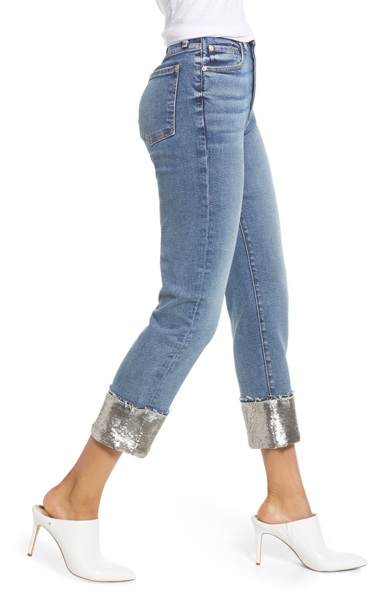 7 For All Mankind ® Sequin Cuff Boyfriend Jeans | Nordstrom