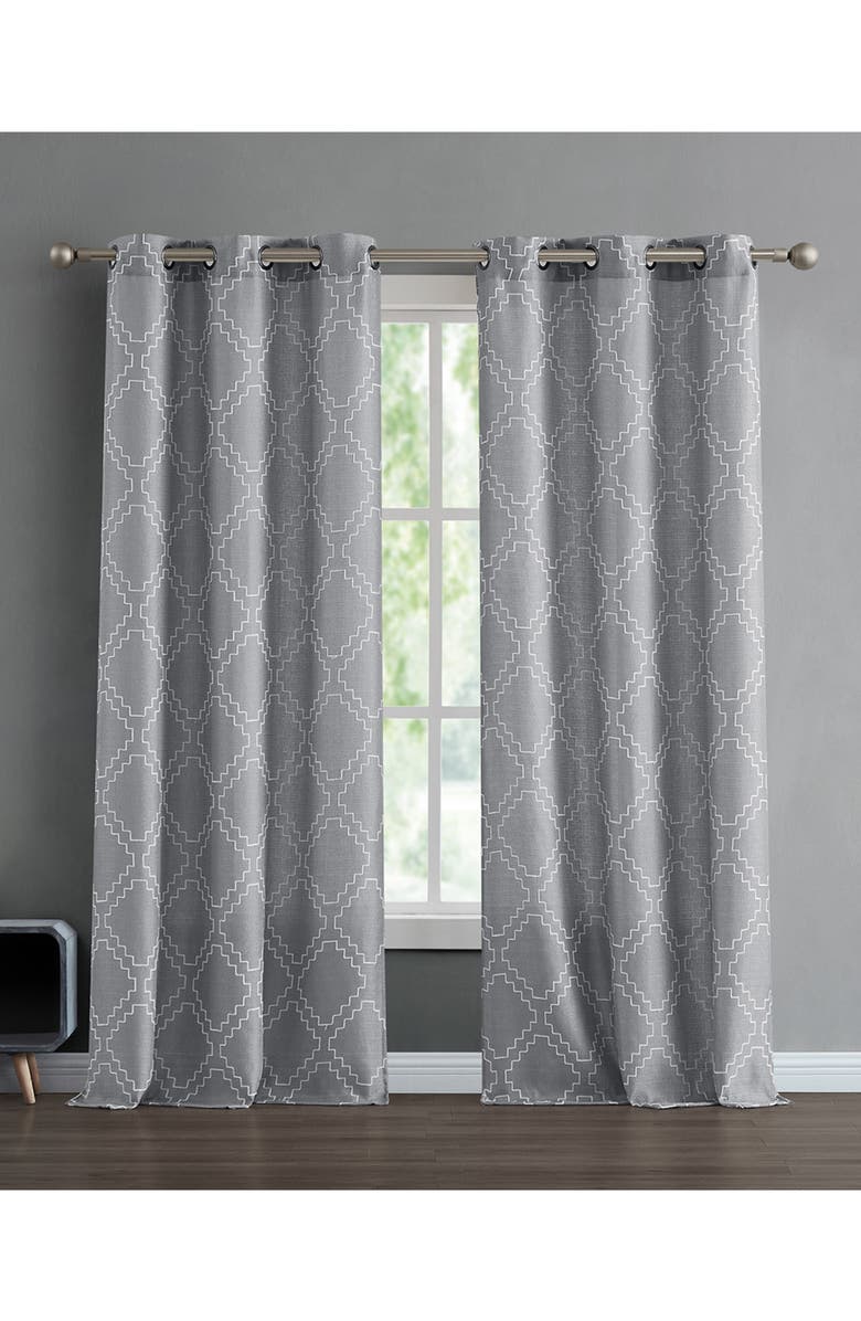 French Connection Somerset Embroidered Set of 2 Curtain Panels ...