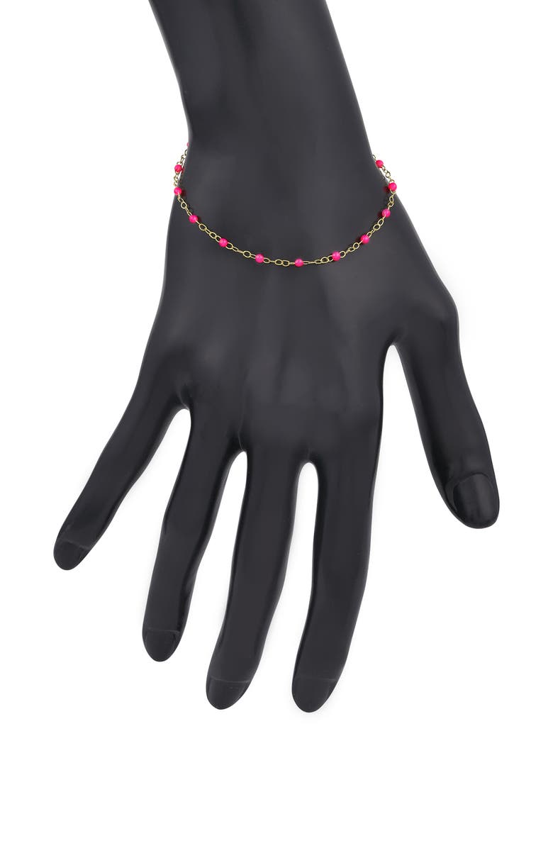 HAWLEY ST 14K Gold Hot Pink Enamel Bead Station Bracelet | Nordstromrack