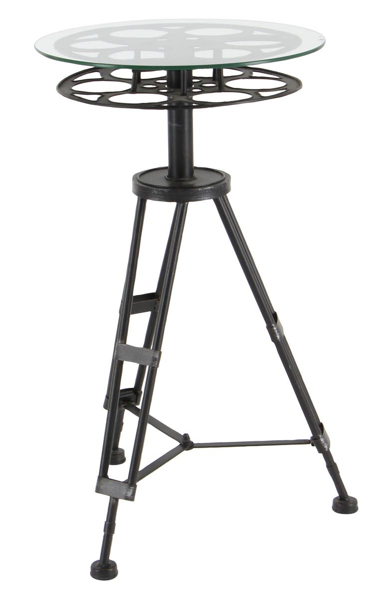SONOMA SAGE HOME Black Metal Film Reel Accent Table with Tripod Legs ...