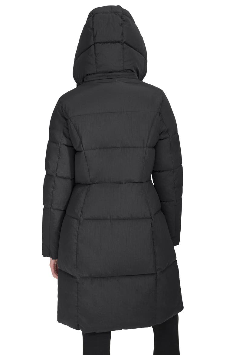 Channel Quilted Shimmer Nylon Puffer Coat With Removable Hood Women Channel Quilted Shimmer Nylon Puffer Coat With Removable Hood Women