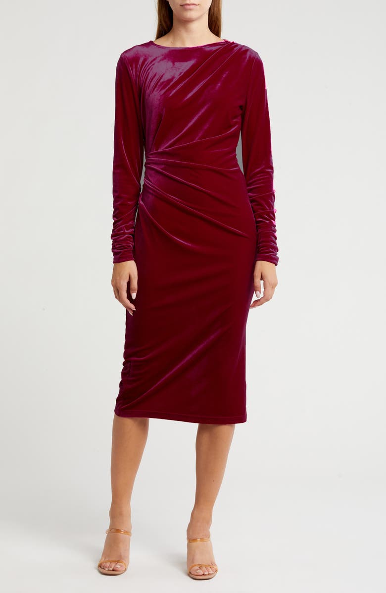 Sam Edelman Long Sleeve Velvet Midi Dress | Nordstromrack