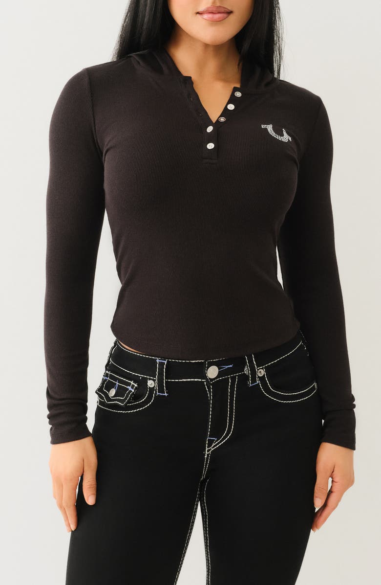 True Religion Hooded Long Sleeve Henley | Nordstromrack