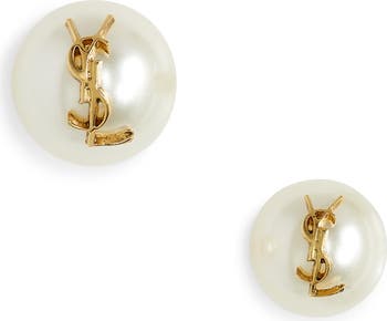 Saint Laurent \YSL Mixed Size Imitation Pearl Stud Earrings | Nordstrom
