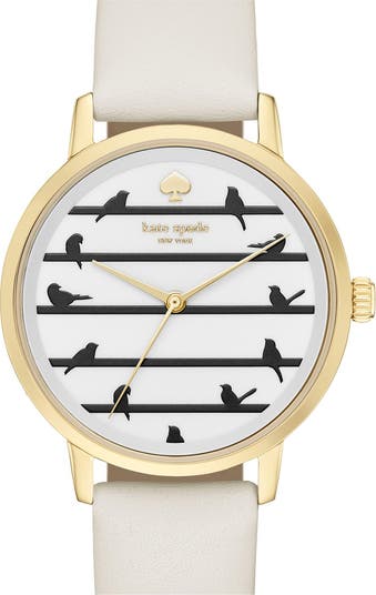 Kate Spade New York 'birds on a wire - metro' leather strap watch, 34mm ...