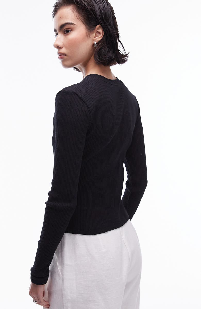 Topshop Crewneck Cotton Rib Cardigan | Nordstromrack