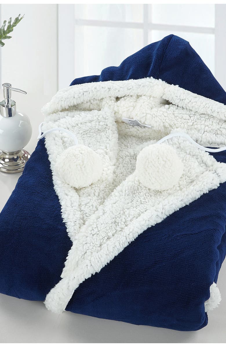 CHIC Yatco Faux Shearling Lined Snuggle Hoodie - Navy | Nordstromrack