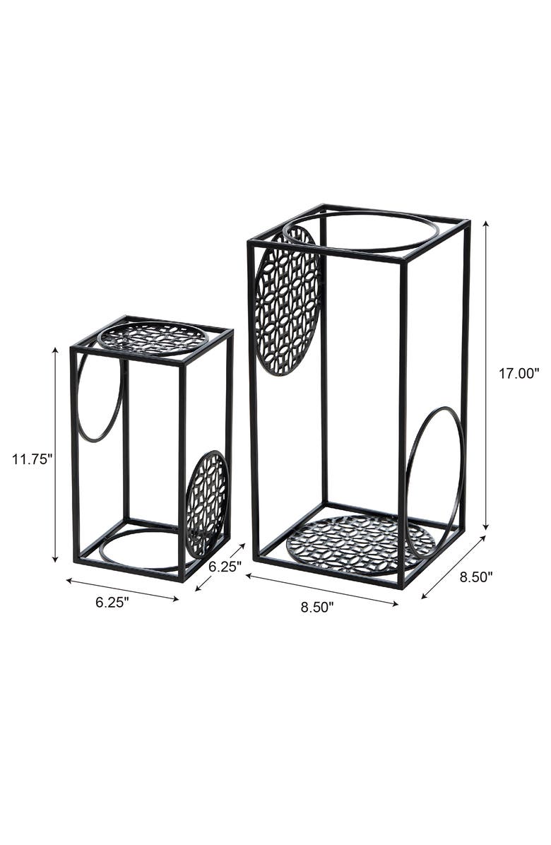 Glitzhome Set of 2 Black Metal Wire Rectangular Nesting Planter Stand ...