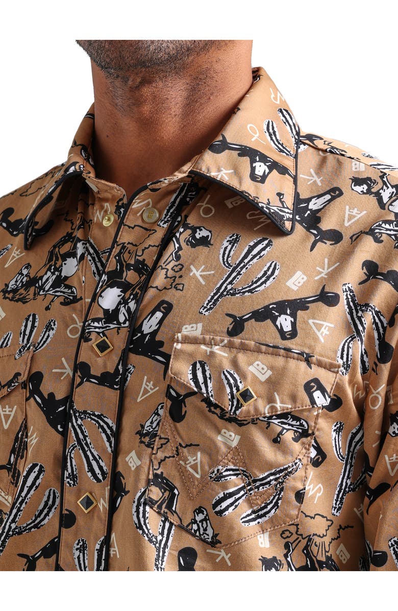 Wrangler x Leon Bridges Western Print Snap-Up Shirt | Nordstrom