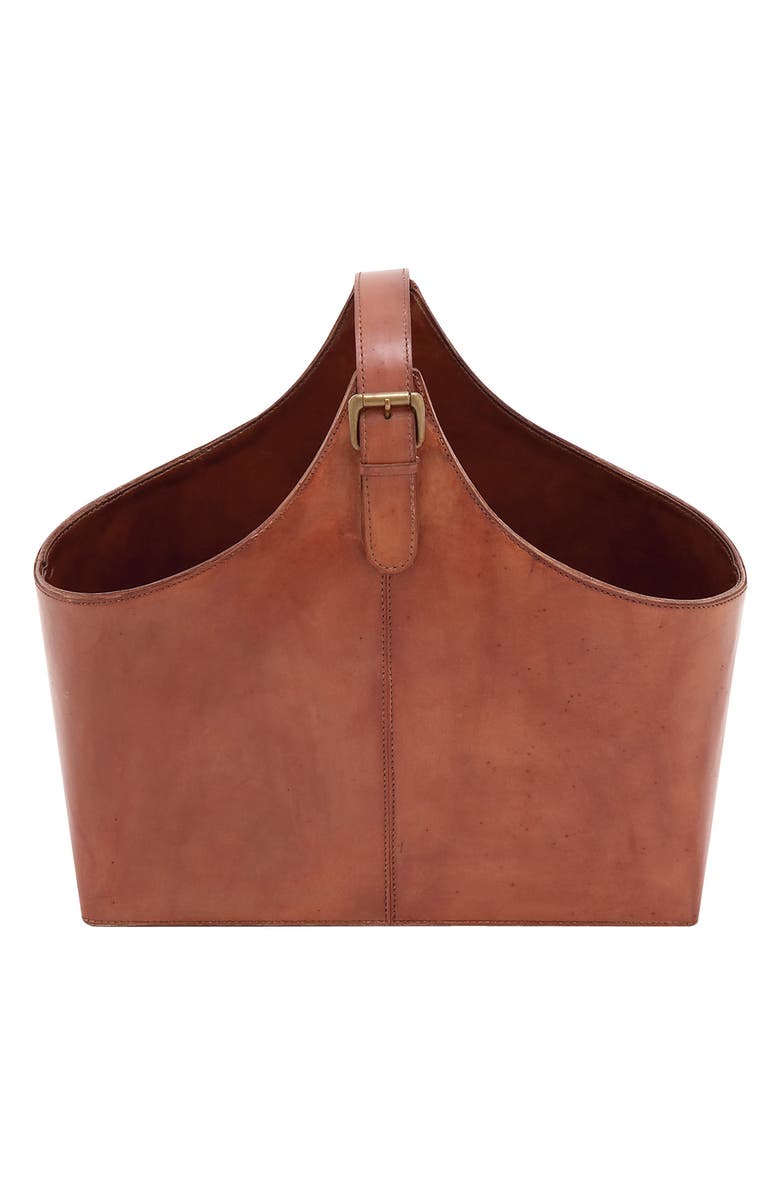 GINGER BIRCH STUDIO Brown Leather Modern Magazine Holder with Detail ...