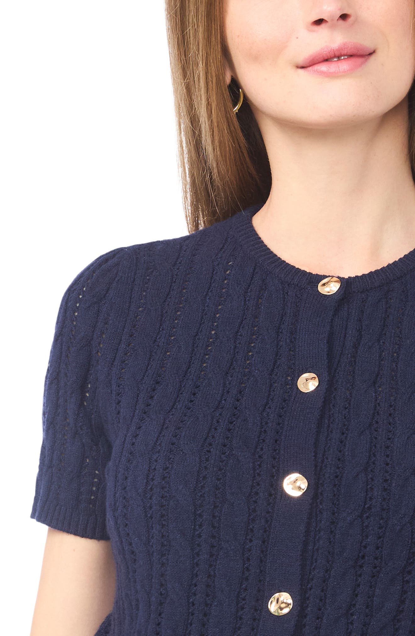 Short Sleeve Pointelle Knit Sweater (Women) | Nordstromrack