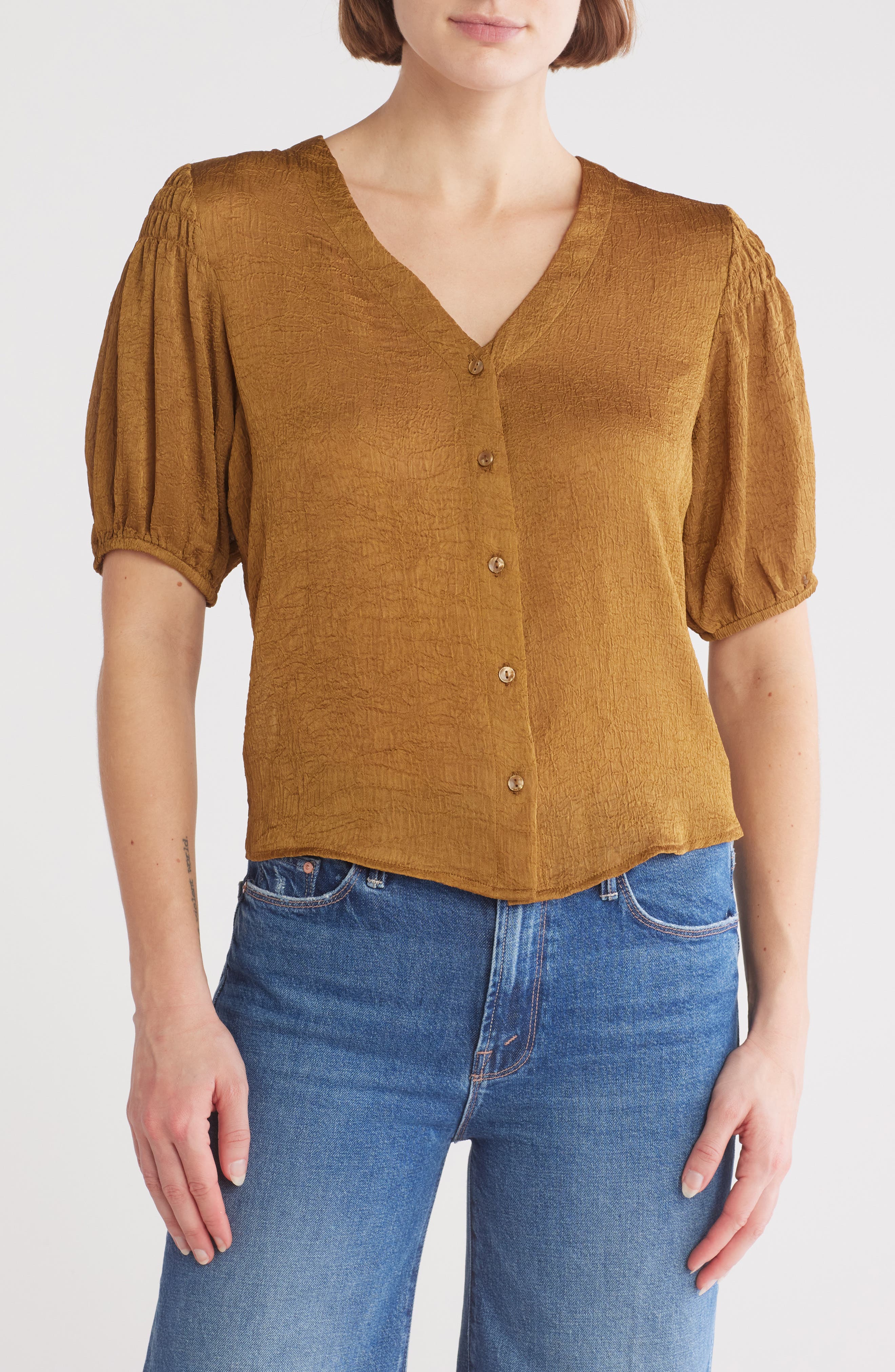 Pleione Puff Sleeve Button-Up Shirt | Nordstromrack