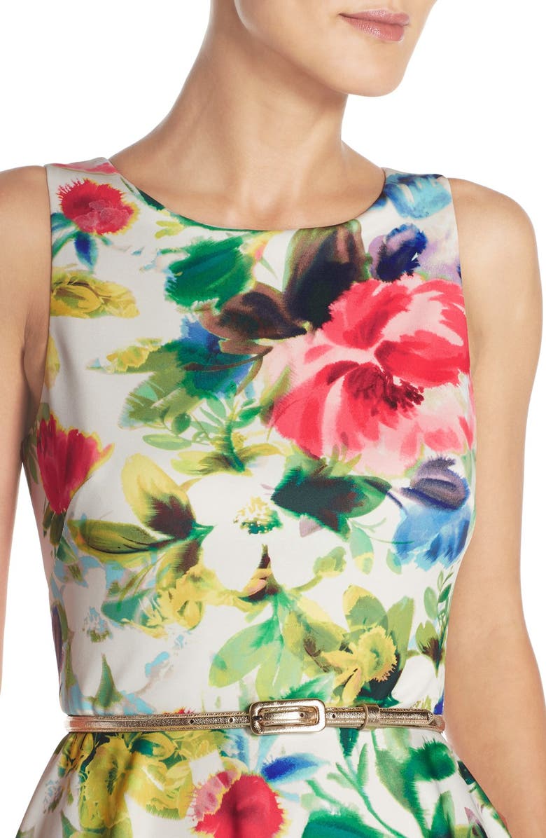 Eliza J Floral Print Scuba Fit & Flare Dress | Nordstrom