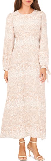 Halogen® Print Long Sleeve Maxi Dress | Nordstrom