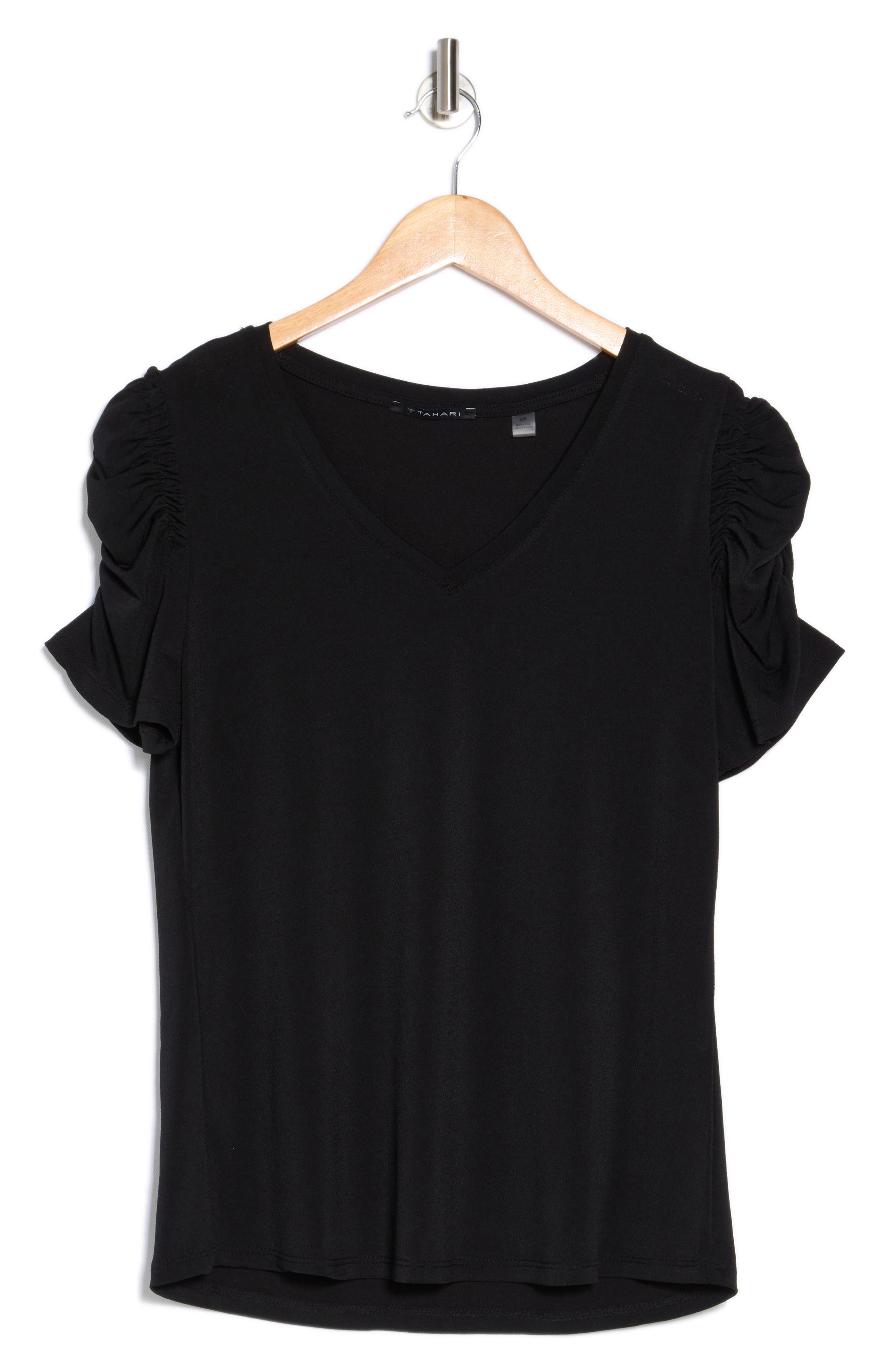 T Tahari Ruched Sleeve V-Neck T-Shirt | Nordstromrack