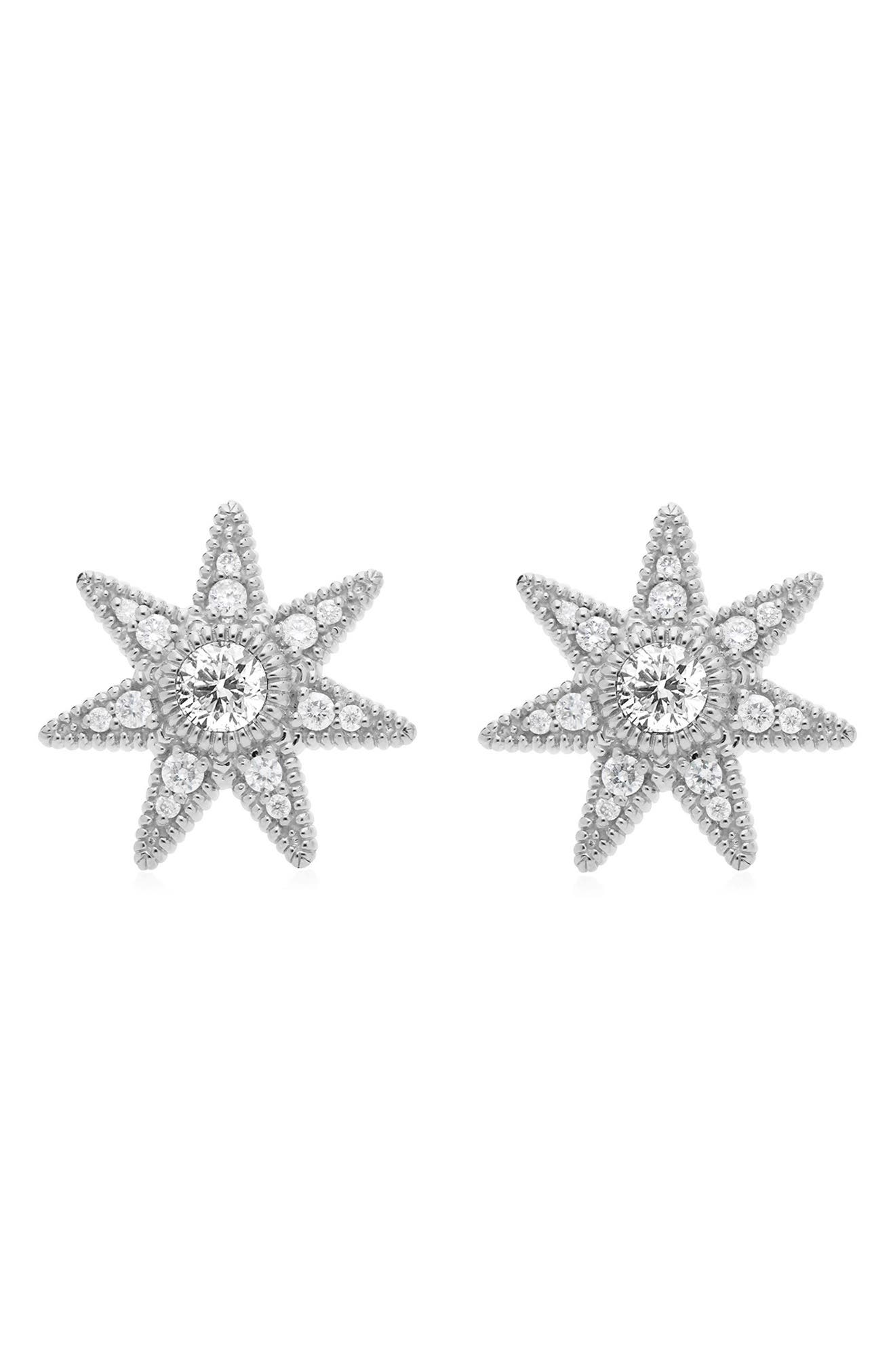 Judith Ripka Little Jewels Sterling Silver Pavé White Topaz Star Stud ...