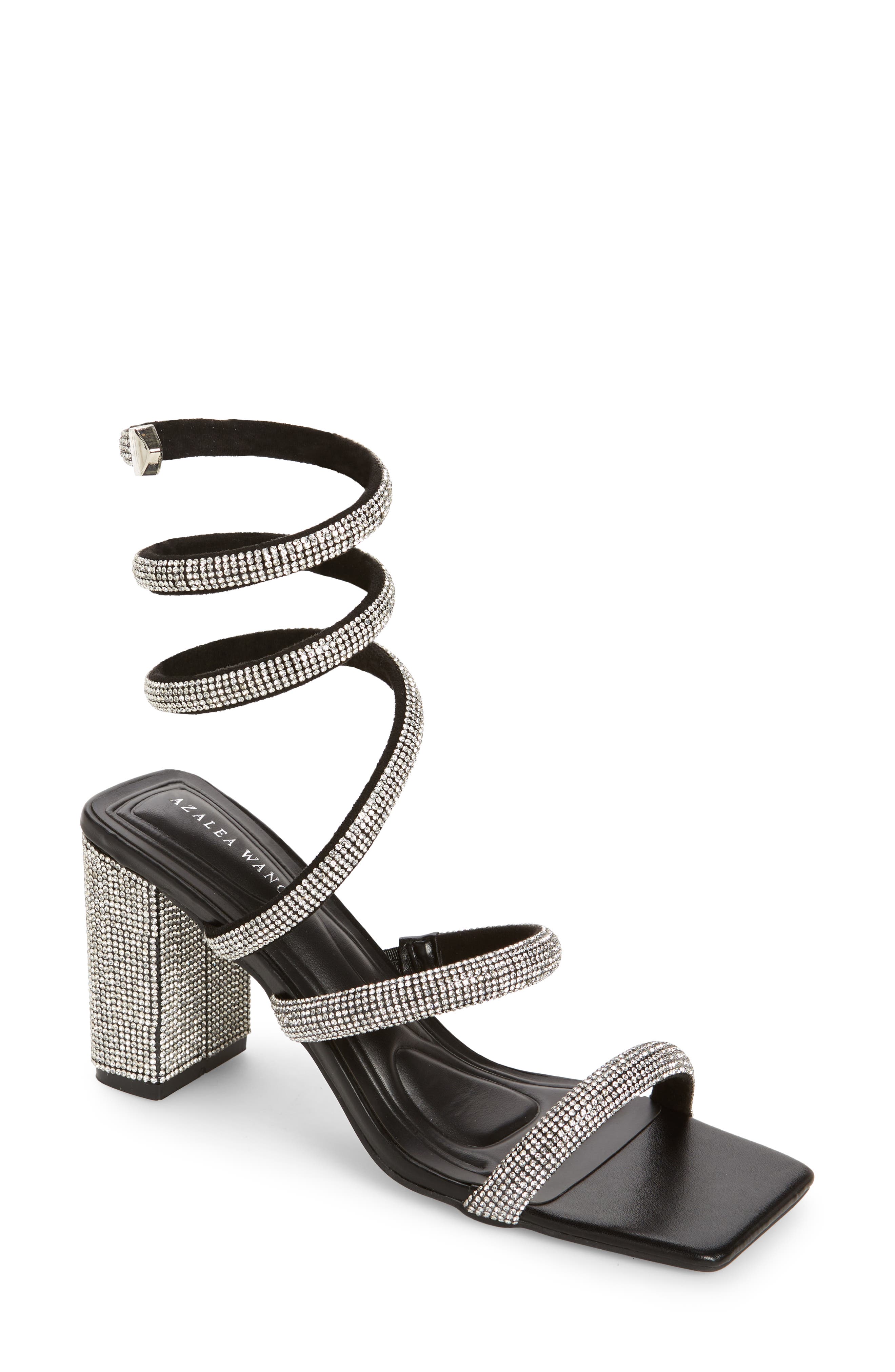 AZALEA WANG Ursula Crystal Embellished Ankle Wrap Sandal (Women ...