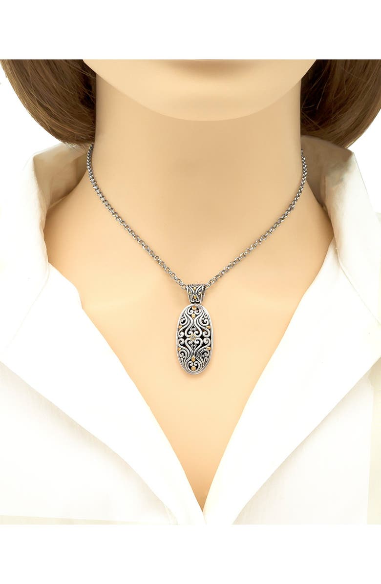DEVATA Sterling Silver & 18K Gold Oval Filigree Pendant Necklace ...
