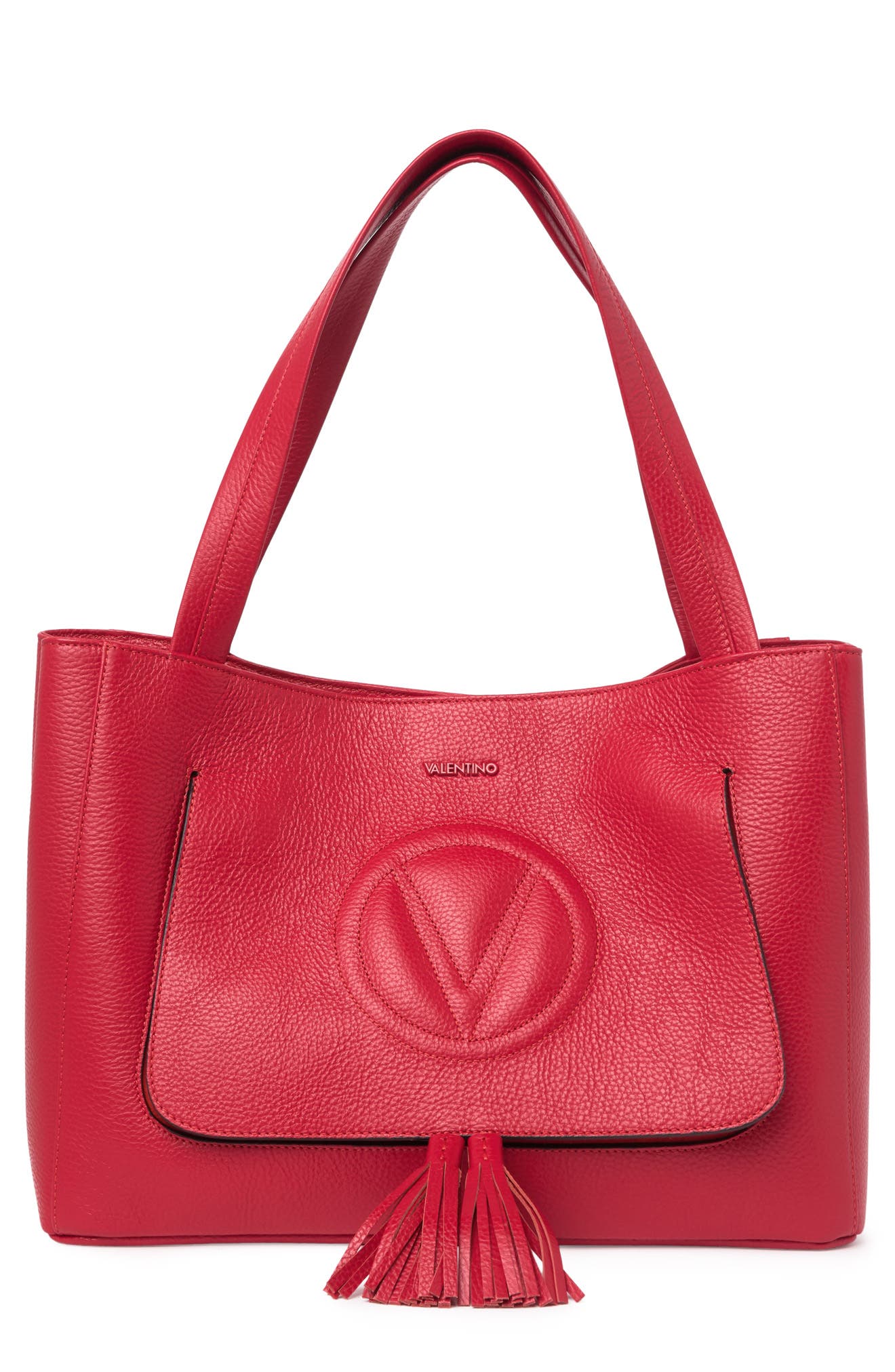 VALENTINO BY MARIO VALENTINO Ollie Dollaro Poppy Red Leather Tote Bag ...