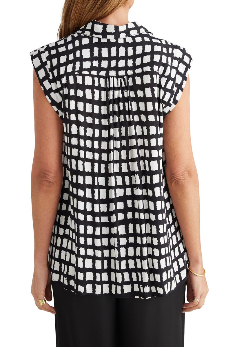 Brave+True Goldie Windowpane Print Satin Shirt | Nordstrom