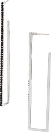 Open Edit Crystal Pavé Rectangular Hoop Earrings | Nordstromrack