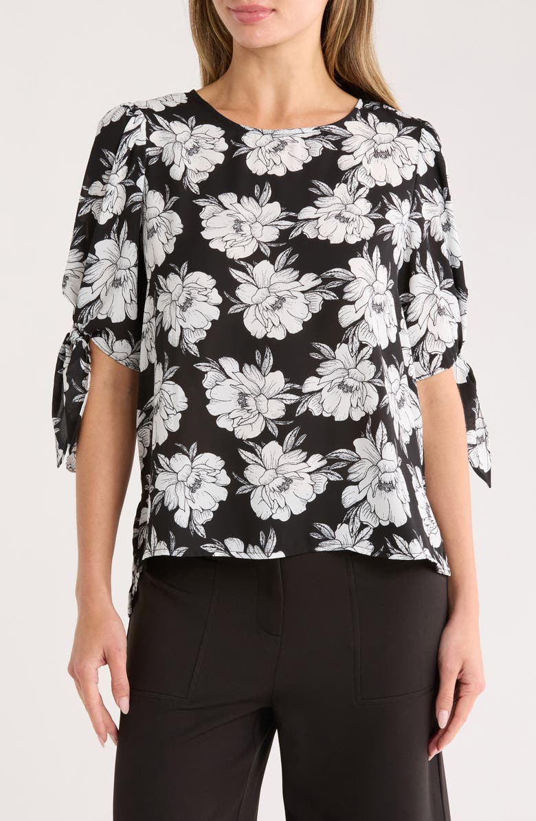 CeCe Floral Tie Sleeve Top | Nordstromrack