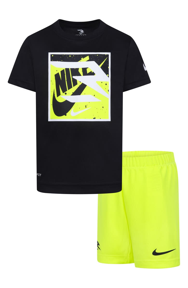 3 Brand Kids' Dri-FIT Colorblock Logo T-Shirt & Shorts Set | Nordstromrack