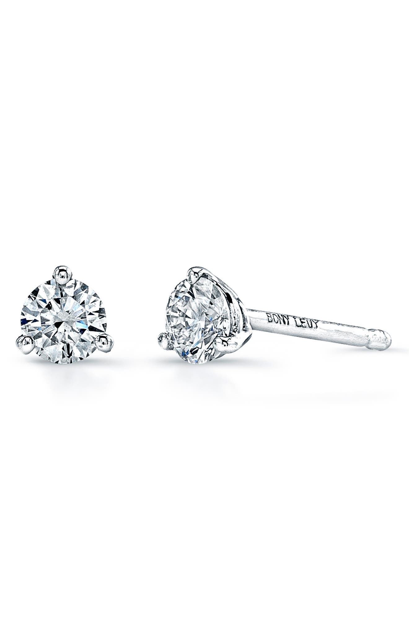 Bony Levy 18K Gold Round Cut Diamond Stud Earrings - .05ct.–.50ct ...