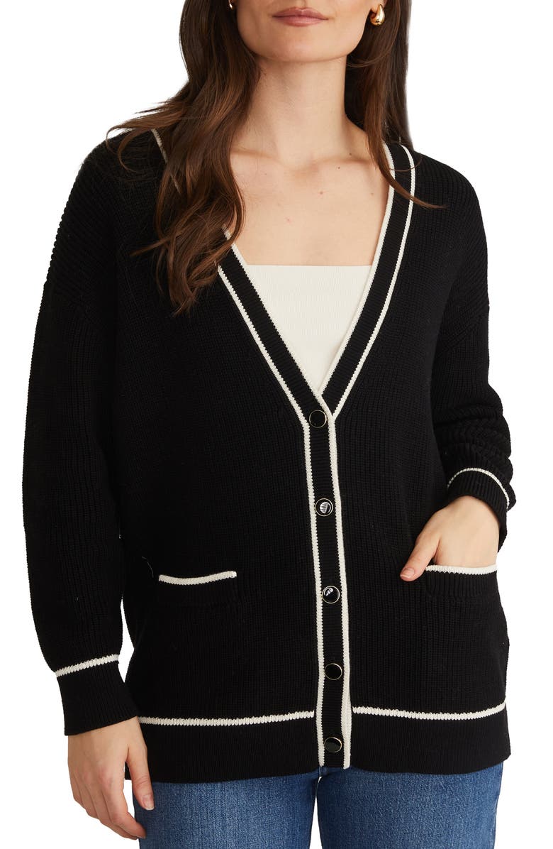 525 Emma Tipped Cotton Cardigan | Nordstromrack