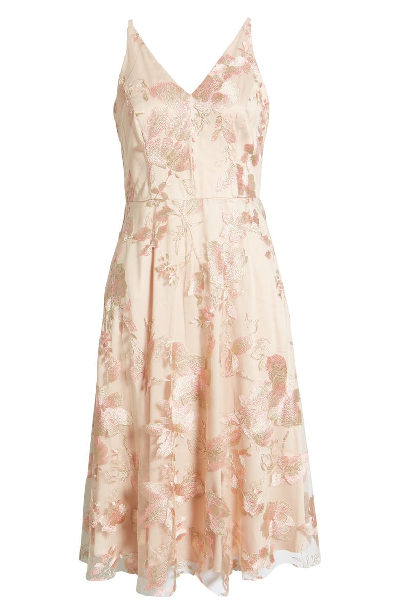 Vince Camuto Floral Emboridered Mesh Midi Dress | Nordstromrack