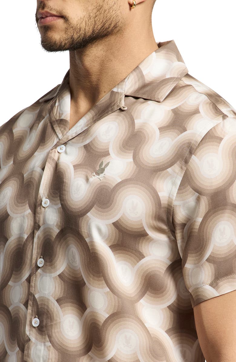Psycho Bunny Paros Wave Print Lyocell Camp Shirt | Nordstromrack