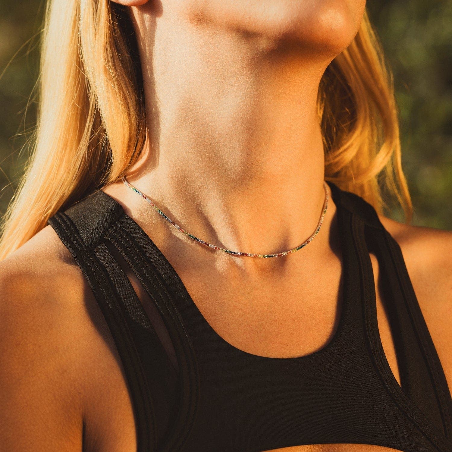 Spero London Rainbow Colourful Sterling Silver Tennis Necklace | Nordstrom