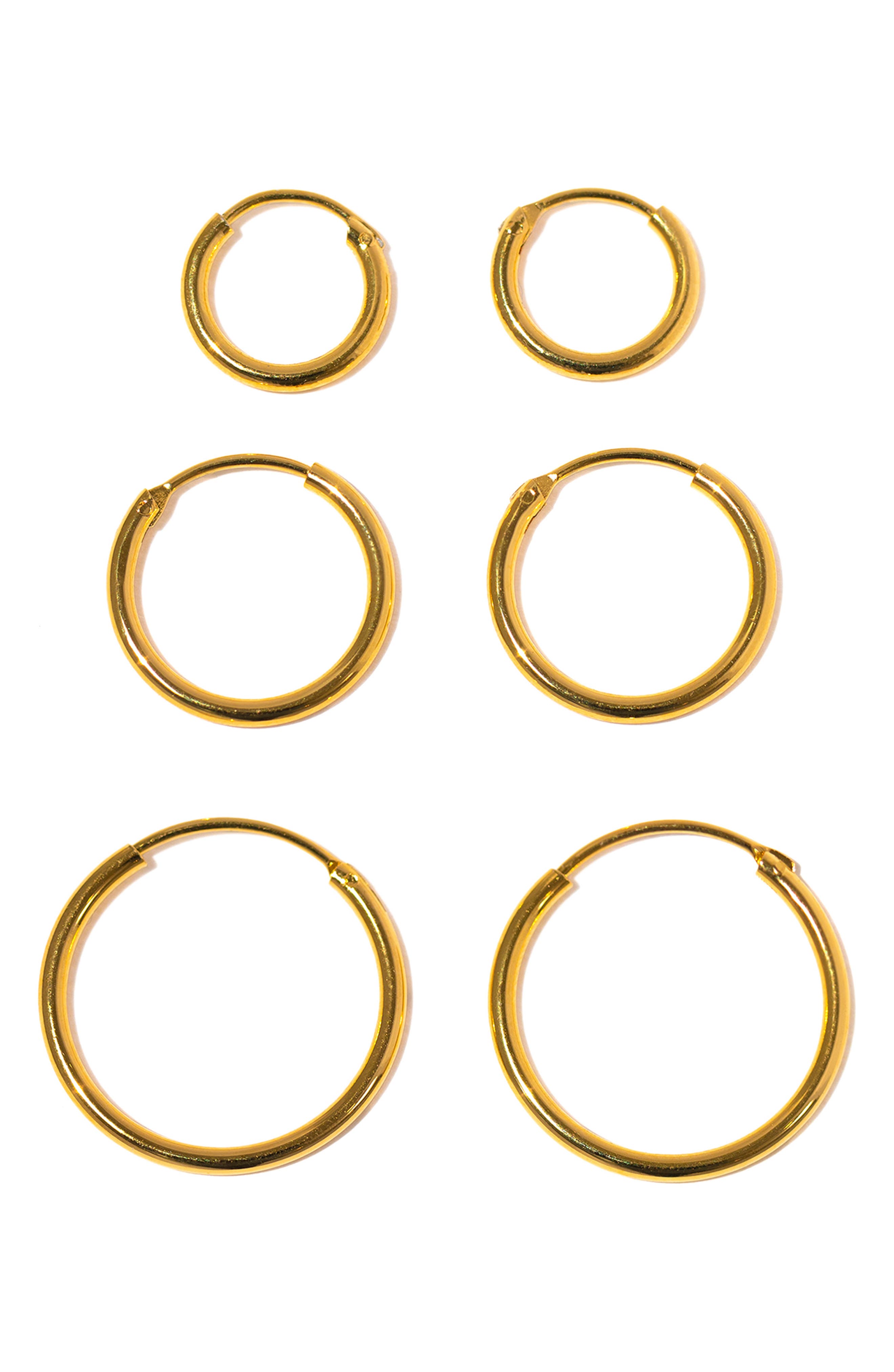 Girls Crew Endless Hoops Set of 3 Hoop Earrings | Nordstrom