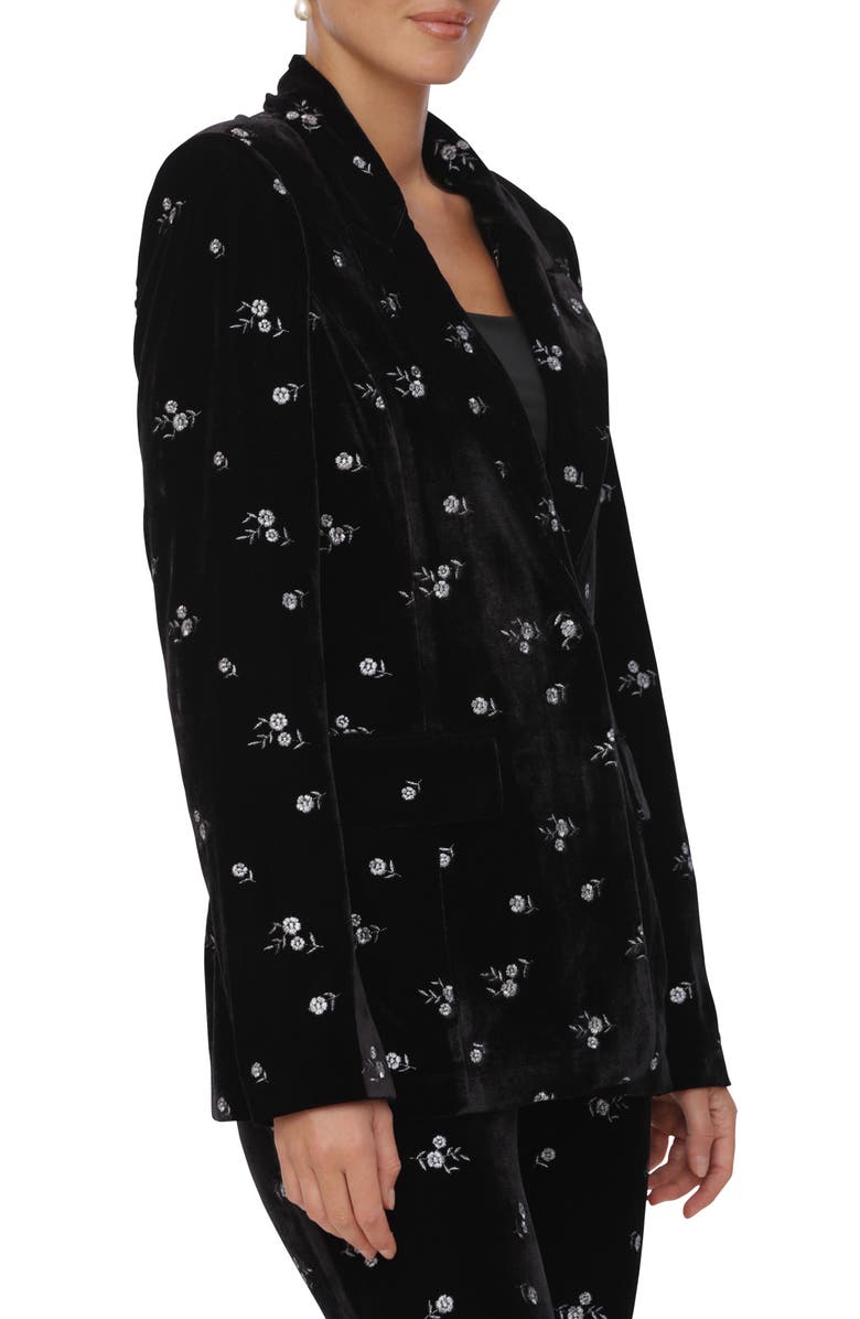 Avec Les Filles Floral Embroidered Velvet Tuxedo Blazer | Nordstromrack