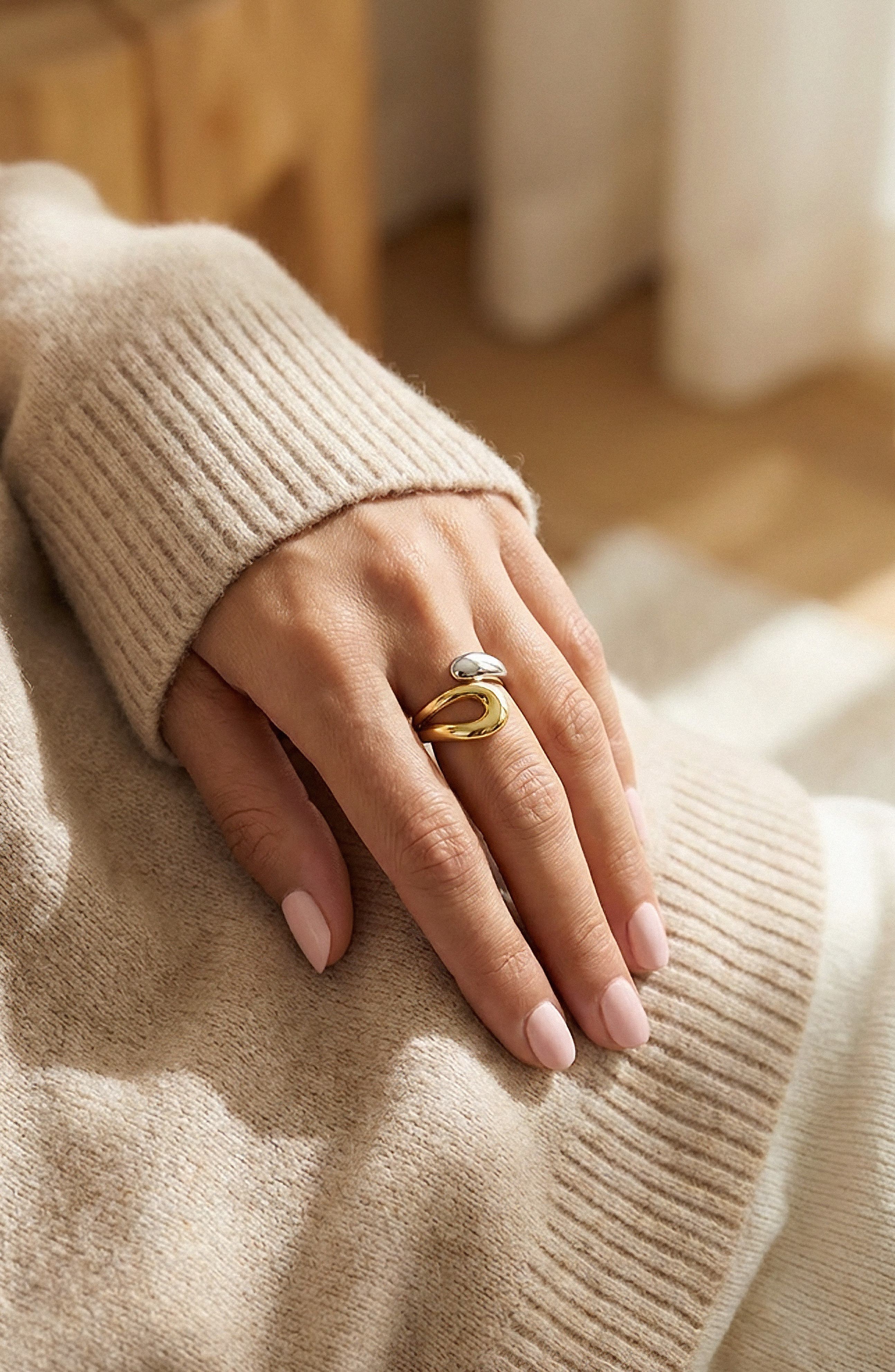ATHRA LUXE Modern Muse Two-Tone Bypass Open Ring | Nordstrom