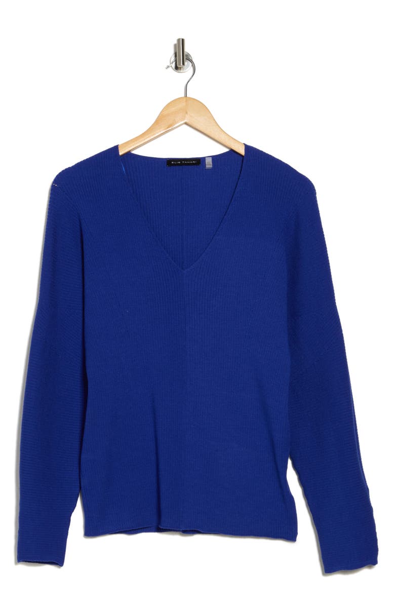 Elie Tahari V-Neck Novelty Rib Knit Sweater | Nordstromrack