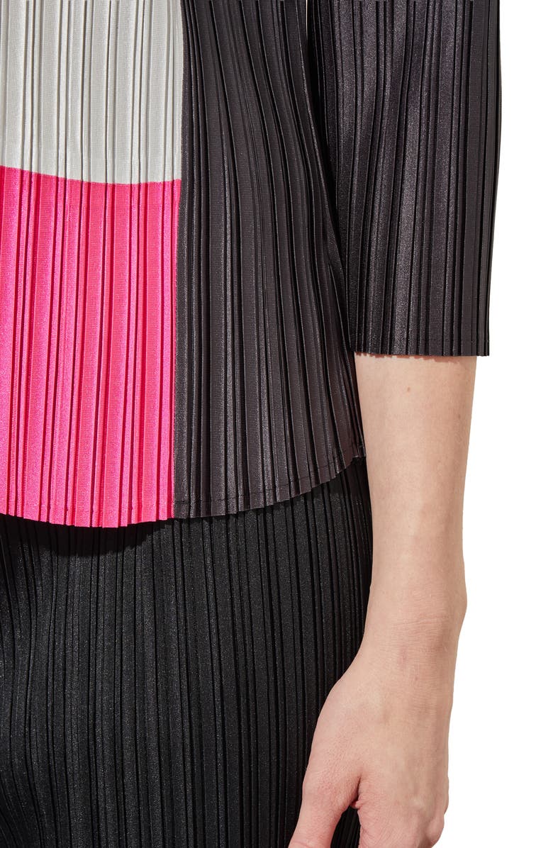 Ming Wang Pleated Colorblock Crêpe de Chine Top | Nordstromrack