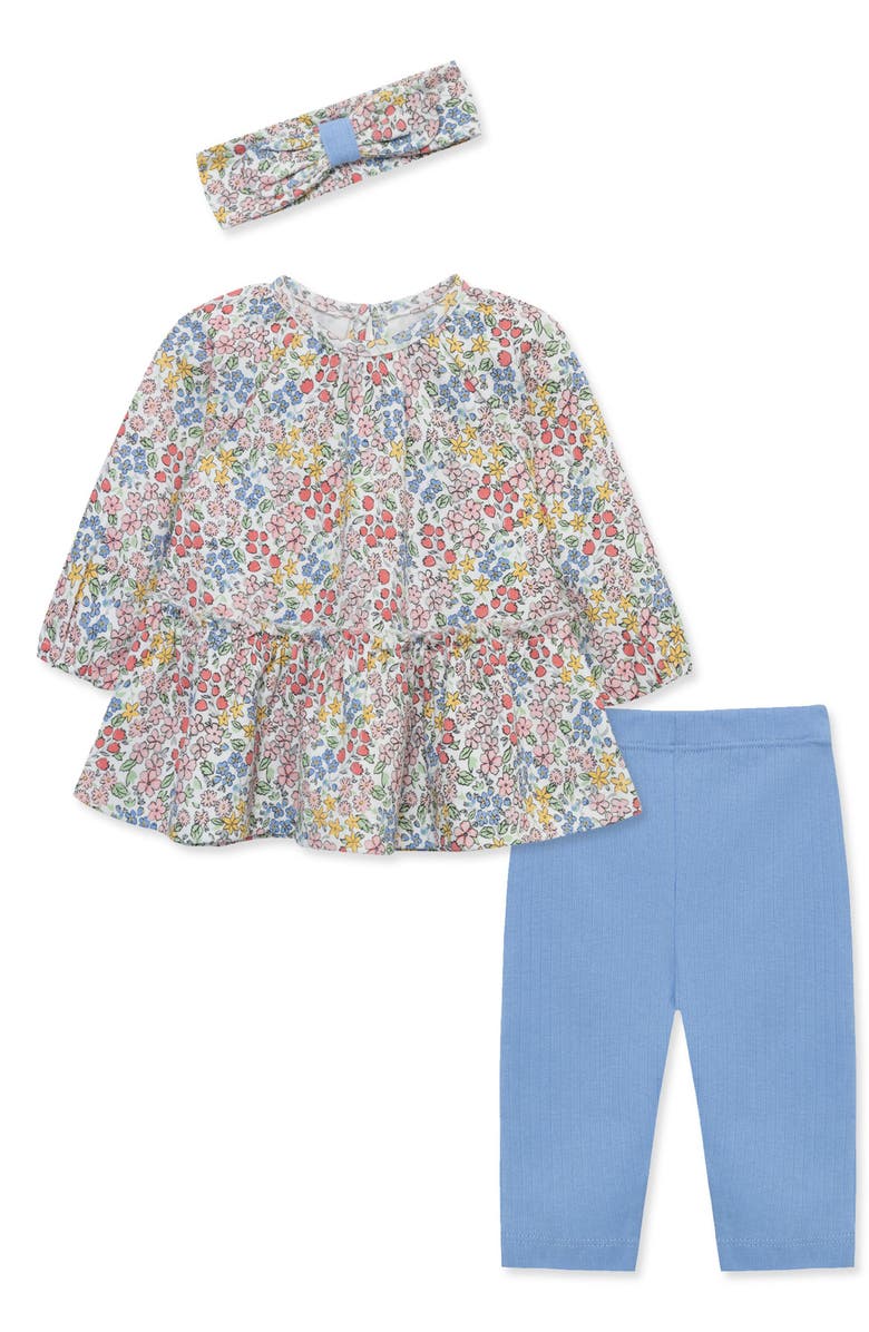 Little Me Garden Floral Long Sleeve Top, Leggings & Headband Set ...