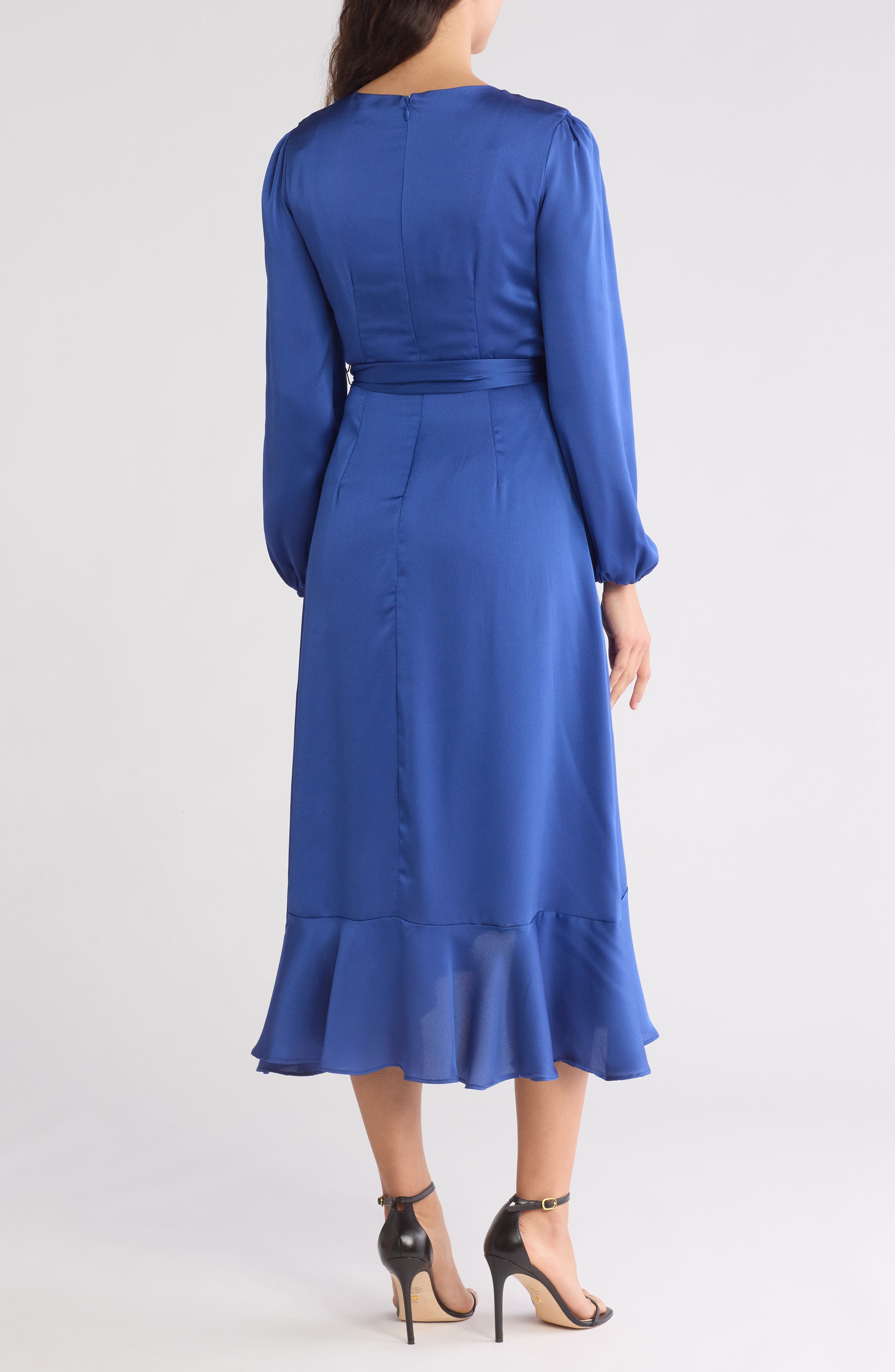 Tahari ASL Tie Waist Long Sleeve Midi Dress | Nordstromrack