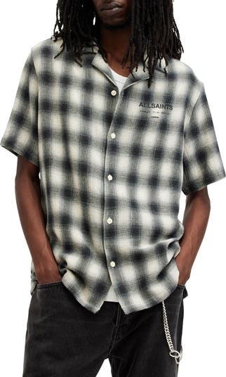 AllSaints Underground Shadow Check Camp Shirt | Nordstrom