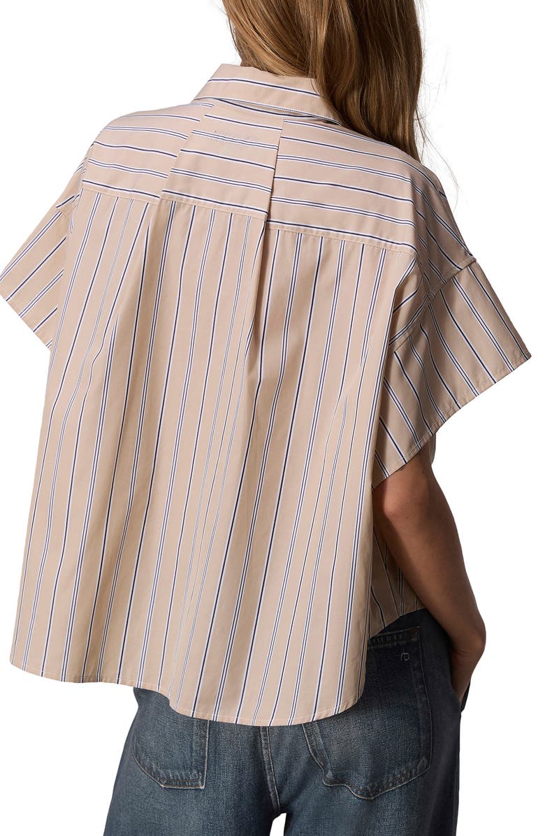 rag & bone Martha Stripe Short Sleeve Cotton Poplin Button-Up Shirt ...