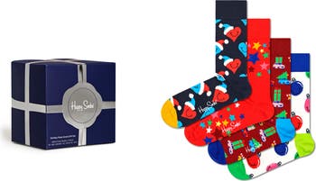 Happy Socks Assorted 4-Pack Holiday Socks Gift Box | Nordstromrack