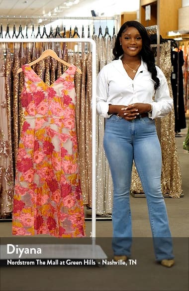 Adelyn Rae Agnes Floral Jacquard Midi Dress | Nordstrom