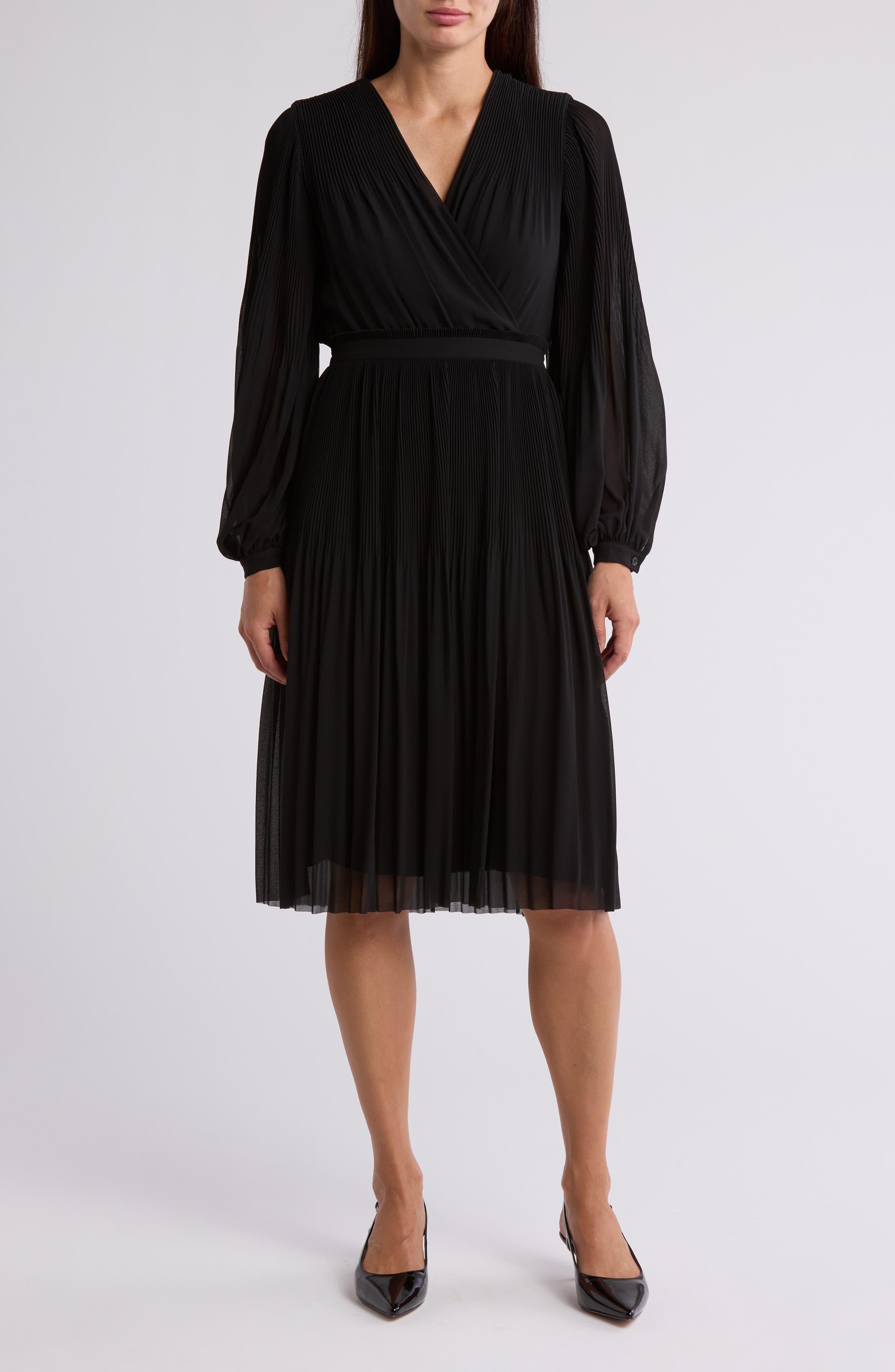 Elie Tahari The Aniya Long Sleeve Faux Wrap Dress | Nordstromrack