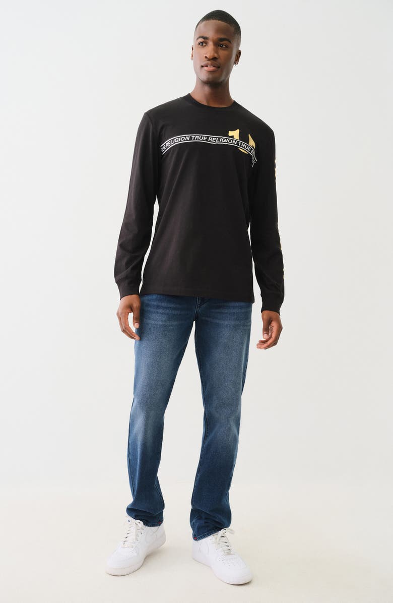 True Religion Foil Taping Long Sleeve Cotton Graphic T-Shirt ...
