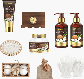 Lovery Luxury Bath Gift Set in a Vintage Style Wooden Clock Box - 13 Pc ...