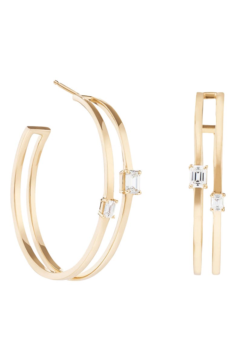 LANA Solo Double Emerald-Cut Diamond Hoop Earrings - 0.18 ctw ...
