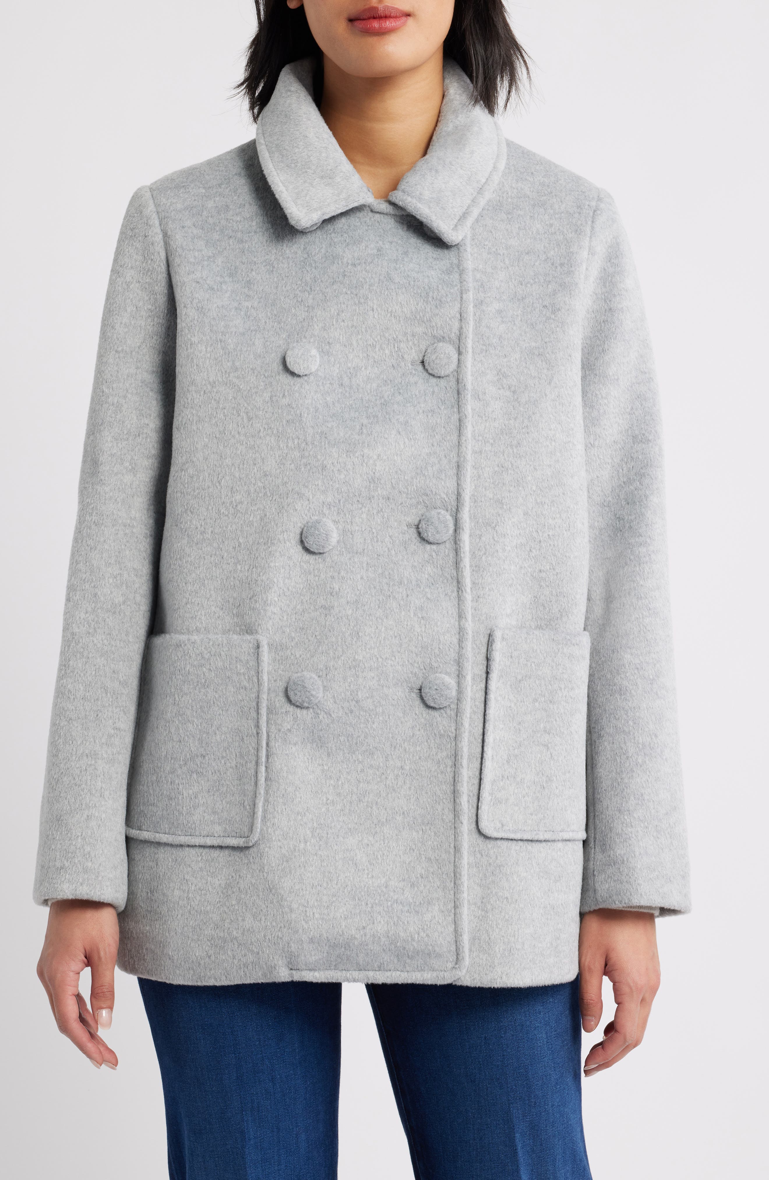 CeCe Faux Fur Collar Double Breasted Coat | Nordstromrack