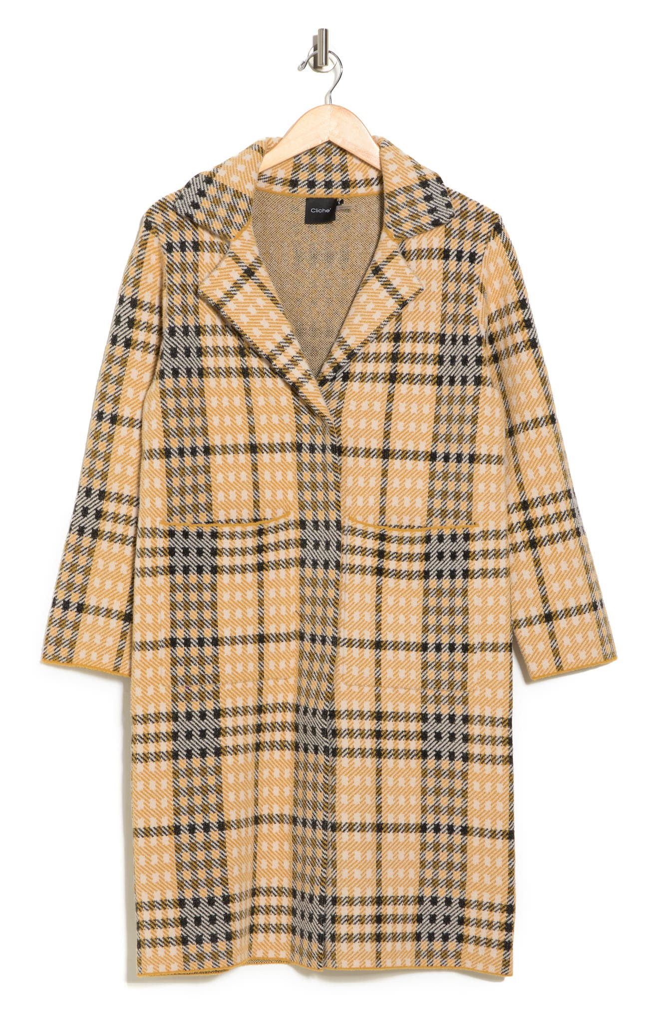 CLICHE Mustard Plaid Print Coatigan | Nordstromrack